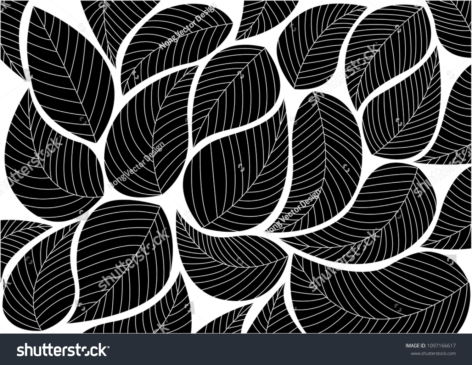Black Leaves Background Stock Vector (Royalty Free) 1097166617 ...