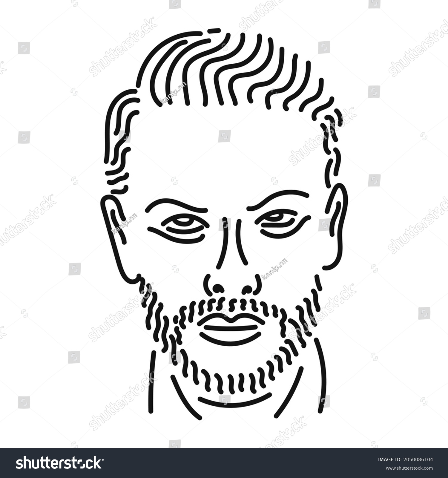 Black Line Human Face Drawing Stock Vector (Royalty Free) 2050086104 ...