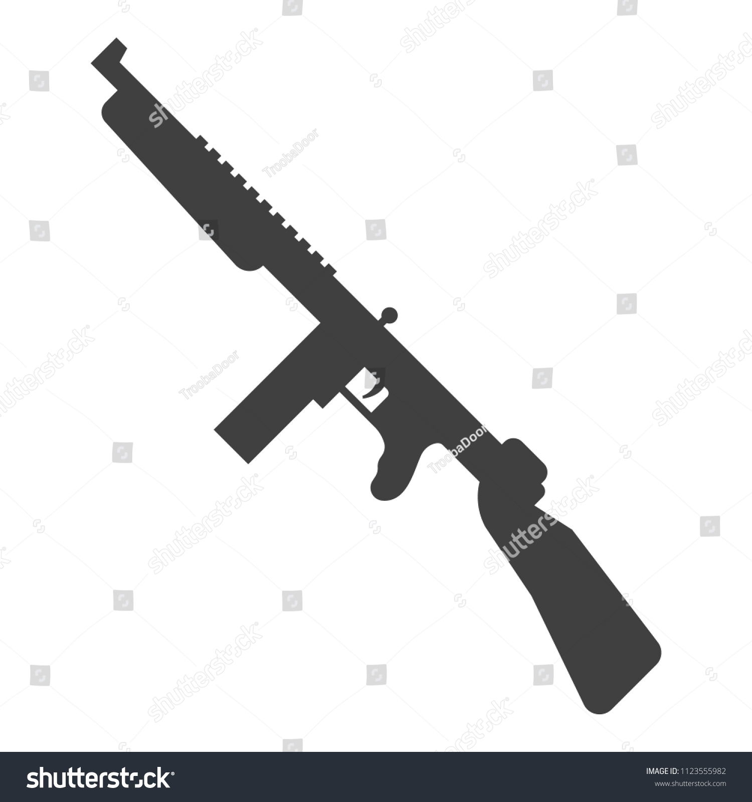 Black Machine Gun On White Background Stock Vector (Royalty Free ...