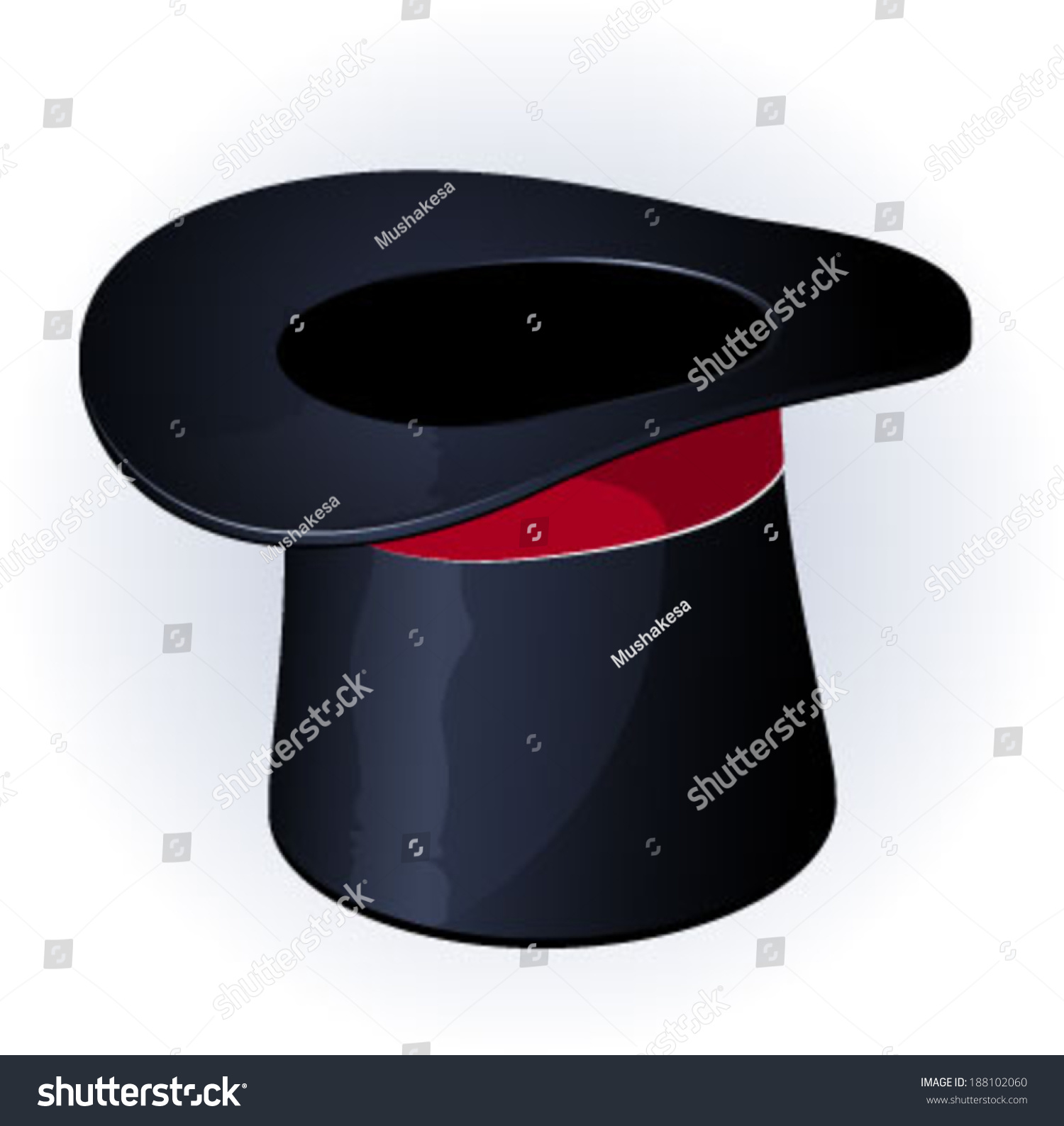 Black Magic Hat Red Ribbon Vector Stock Vector (Royalty Free) 188102060