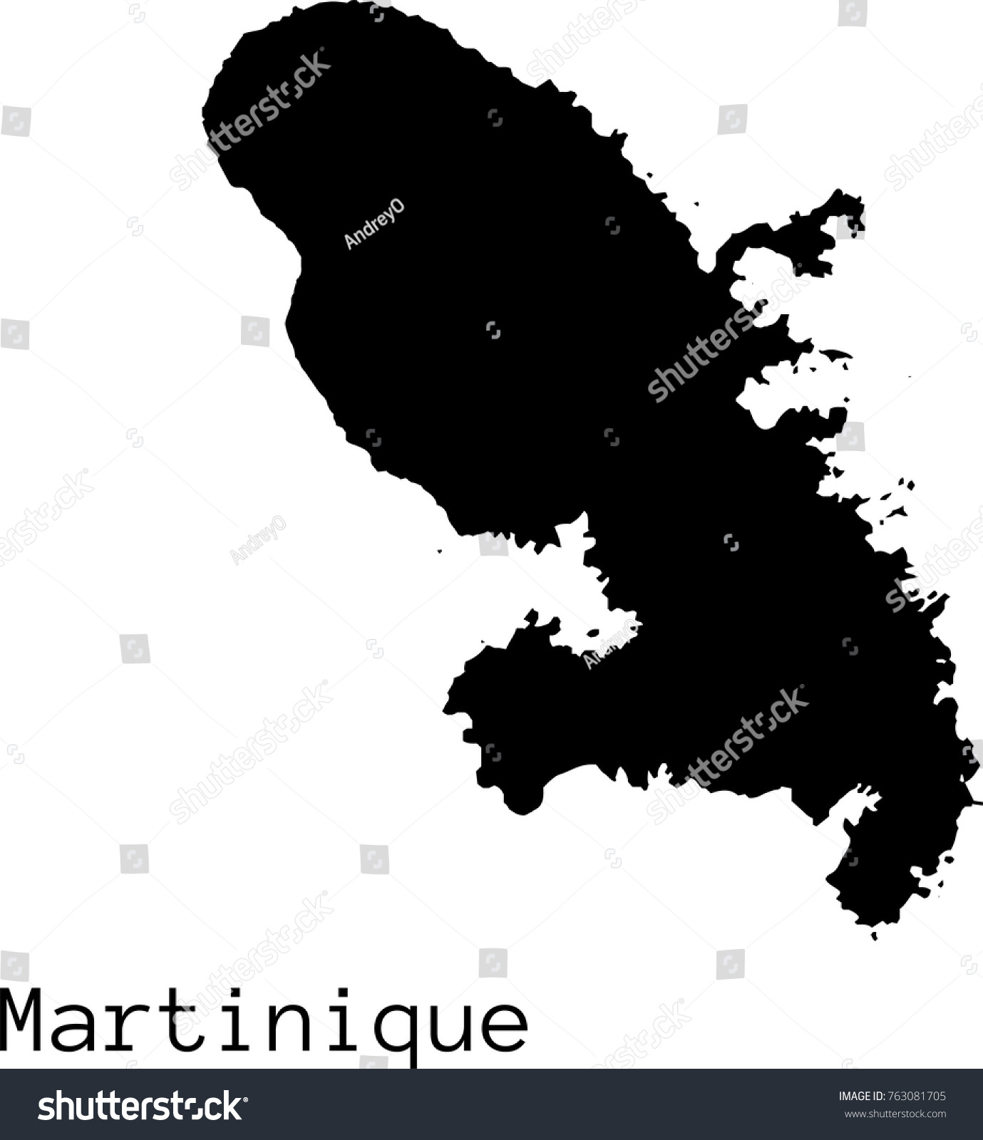 Black Martinique Map Vector Silhouette 스톡 벡터(로열티 프리) 763081705 ...