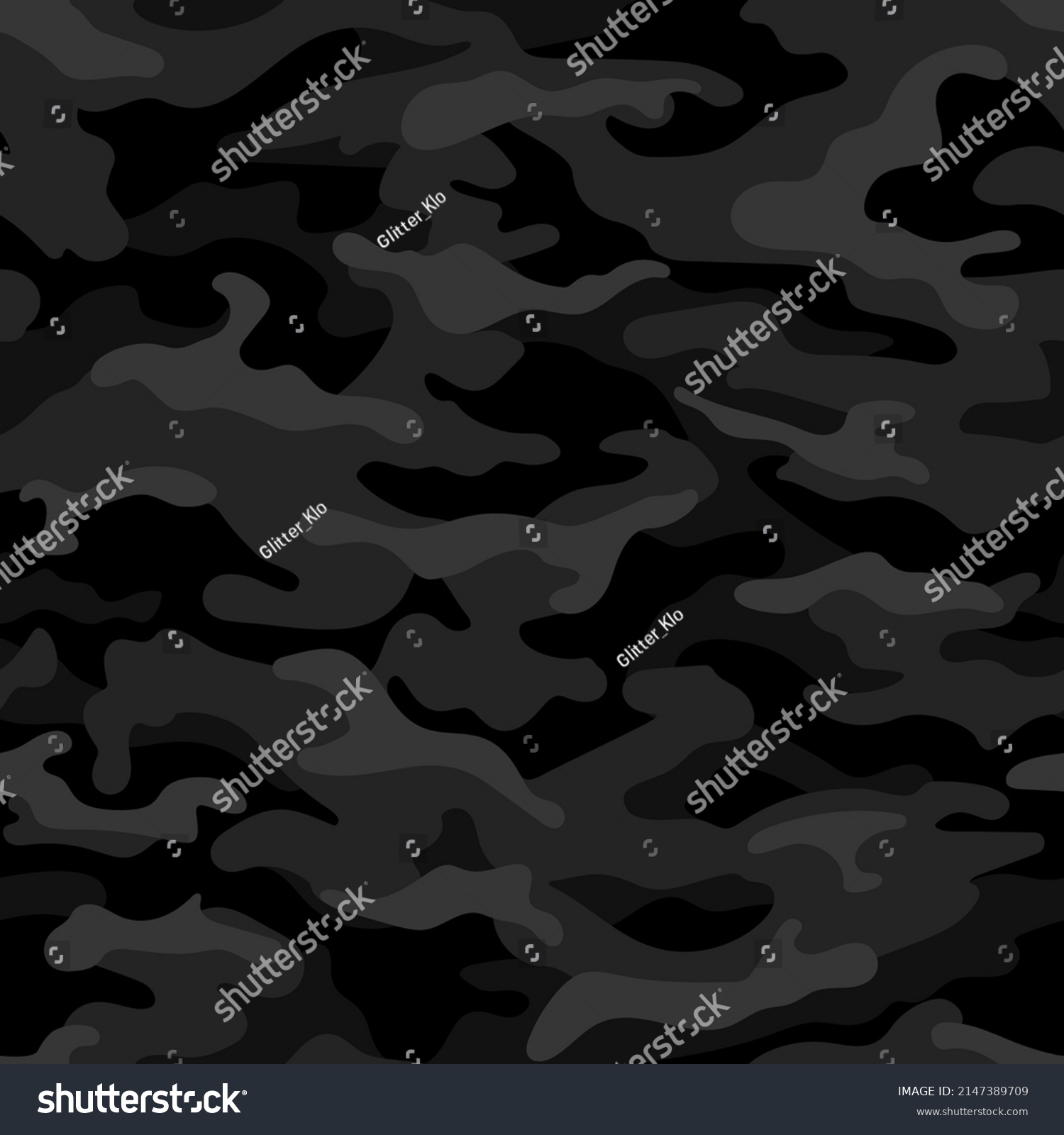 Black Military Camouflage Seamless Pattern Vector Stock Vector (Royalty ...