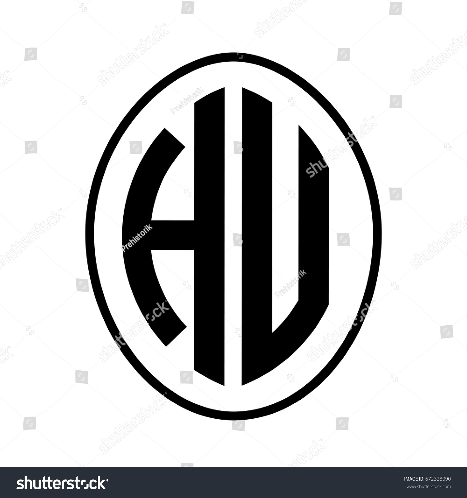 Black Monogram Curved Oval Shape Initial Stock Vector (Royalty Free ...