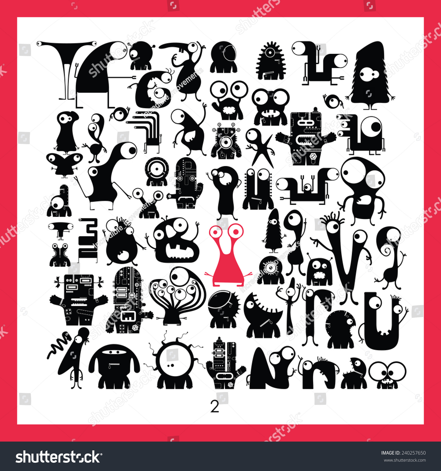 Black Monsters Isolated On White Vector Stock Vector (Royalty Free ...