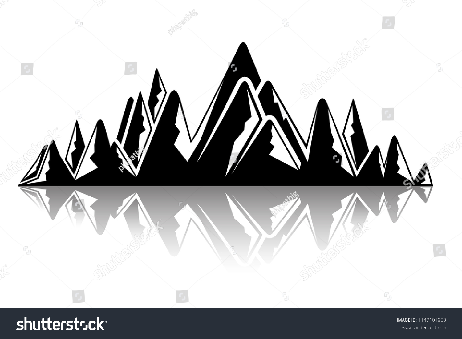Black Mountain Shadow On White Background Stock Vector (Royalty Free ...