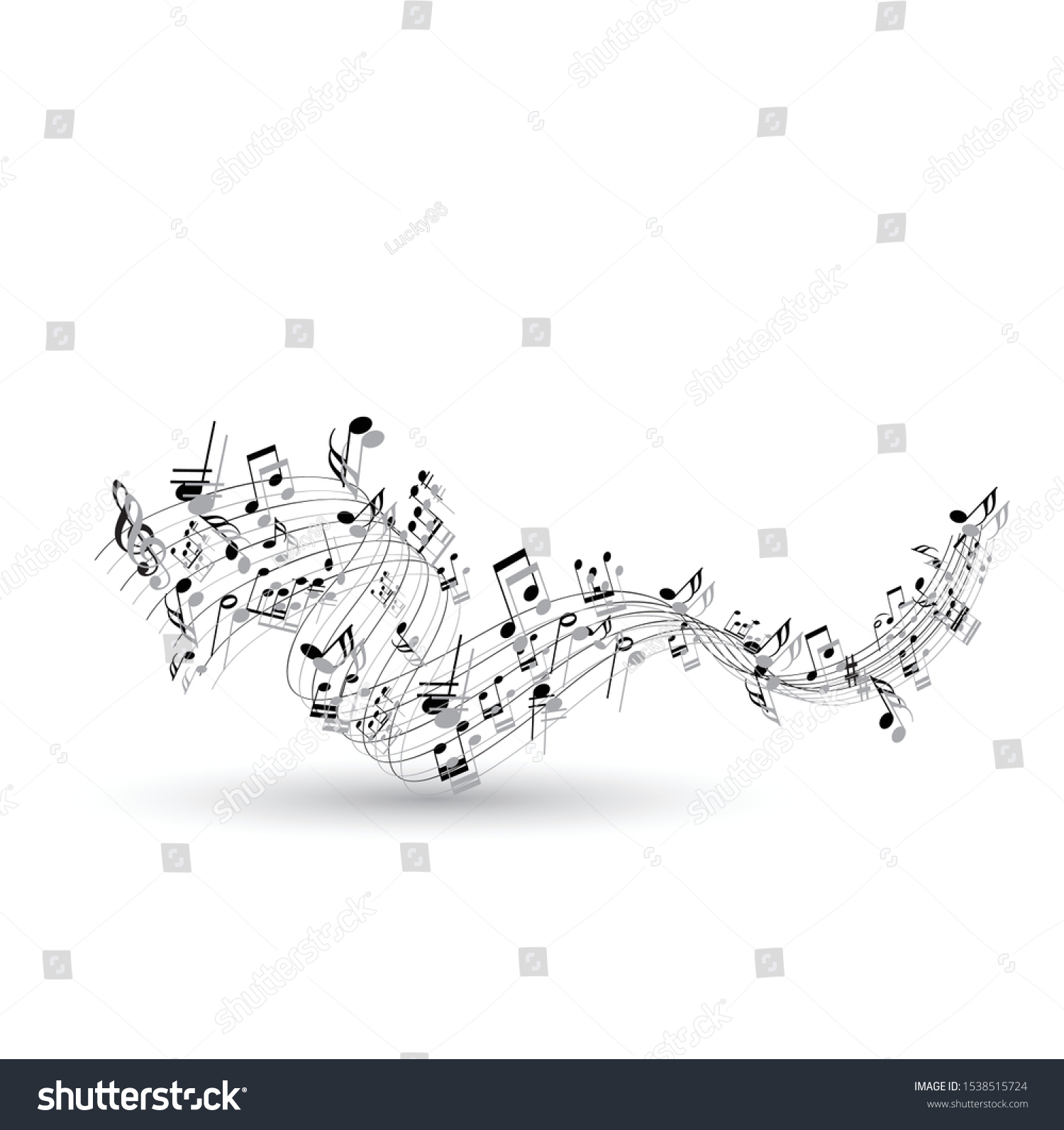 Black Music Notes On Solid White Stock Vector (Royalty Free) 1538515724 ...