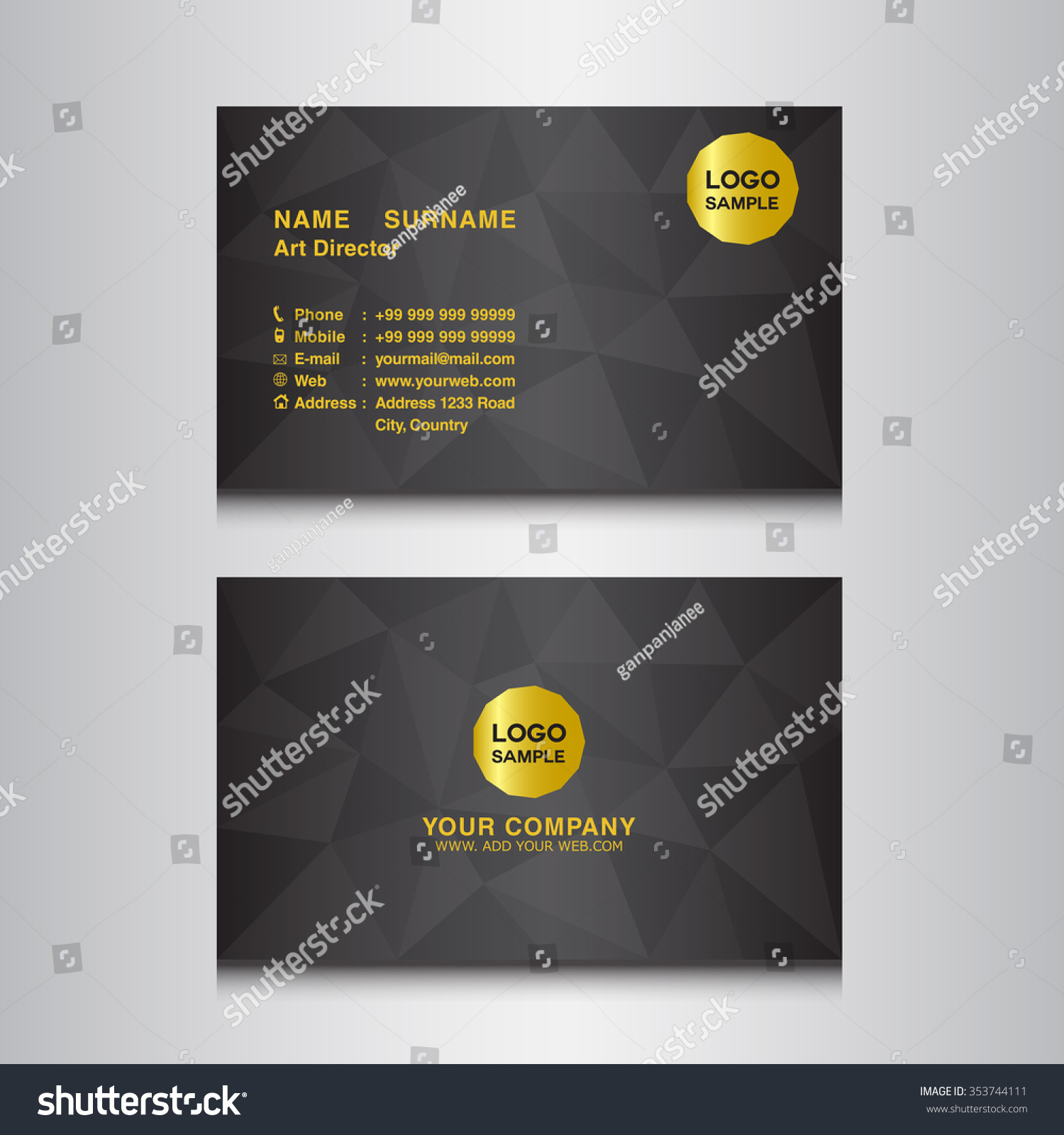 Black Name Card Design Template Vector Stock Vector (Royalty Free ...