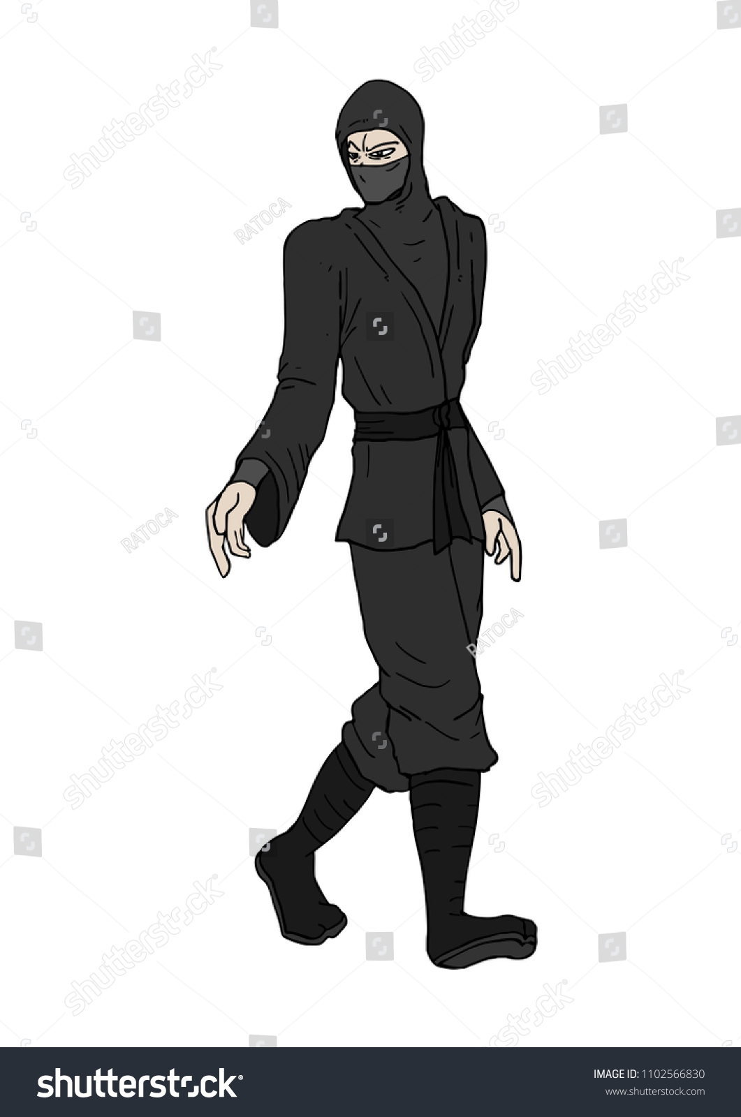 Black Ninja Draw Stock Vector (Royalty Free) 1102566830