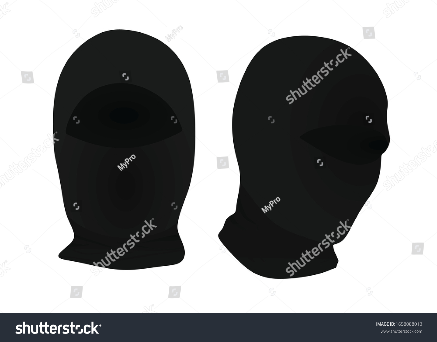 Black Ninja Mask Vector Illustration Stock Vector (Royalty Free) 1658088013