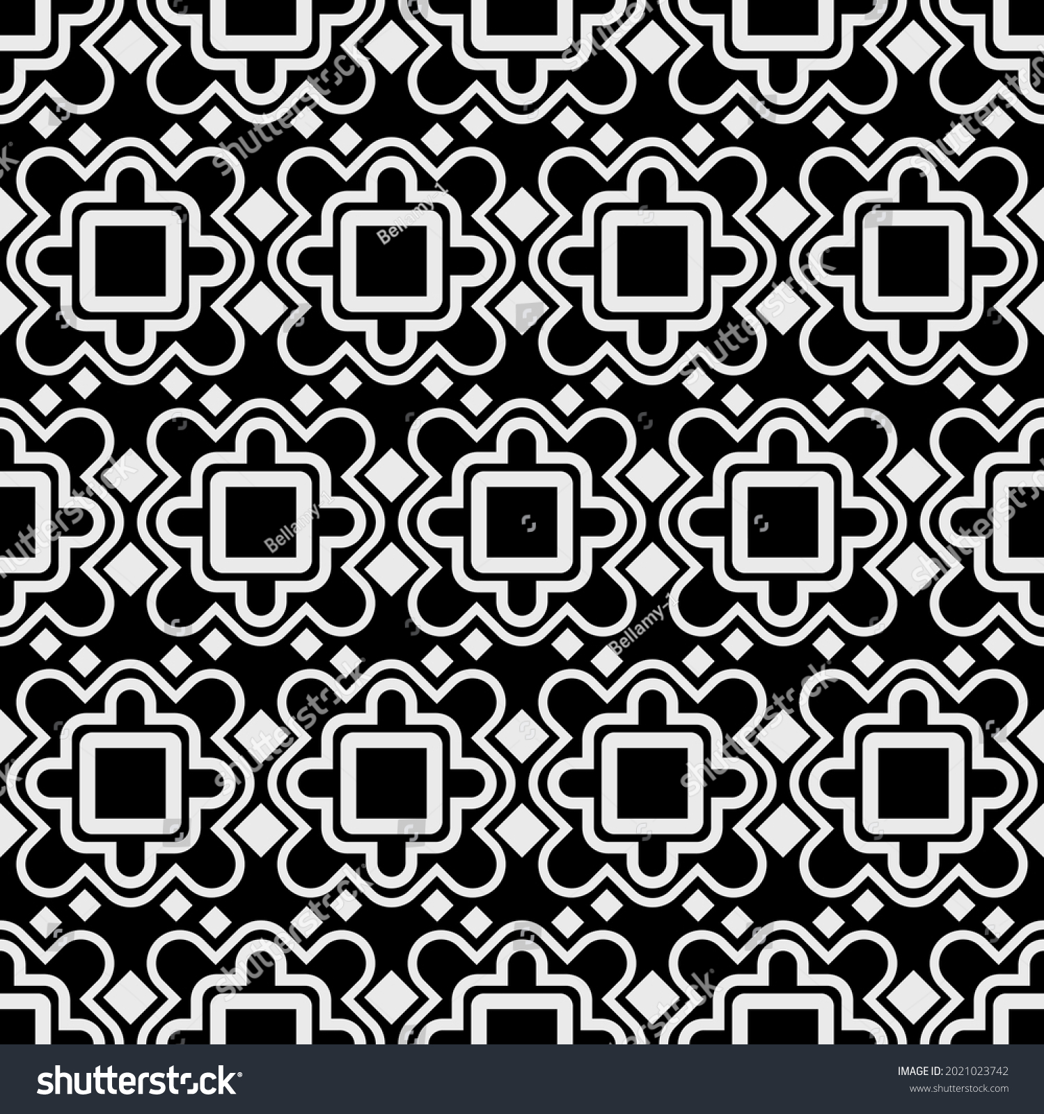 Black Ornamental Shapes Pattern Vector Seamless Stock Vector (Royalty ...