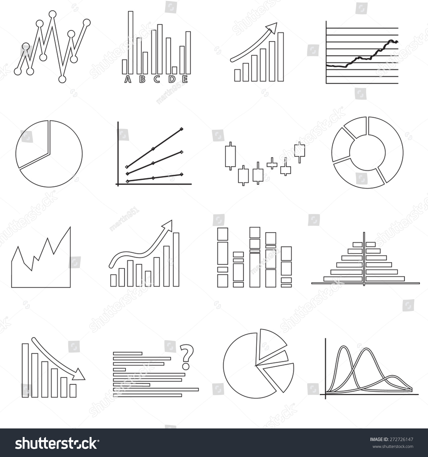 Black Outline Simple Graphs Variations Set Stock Vector (Royalty Free ...