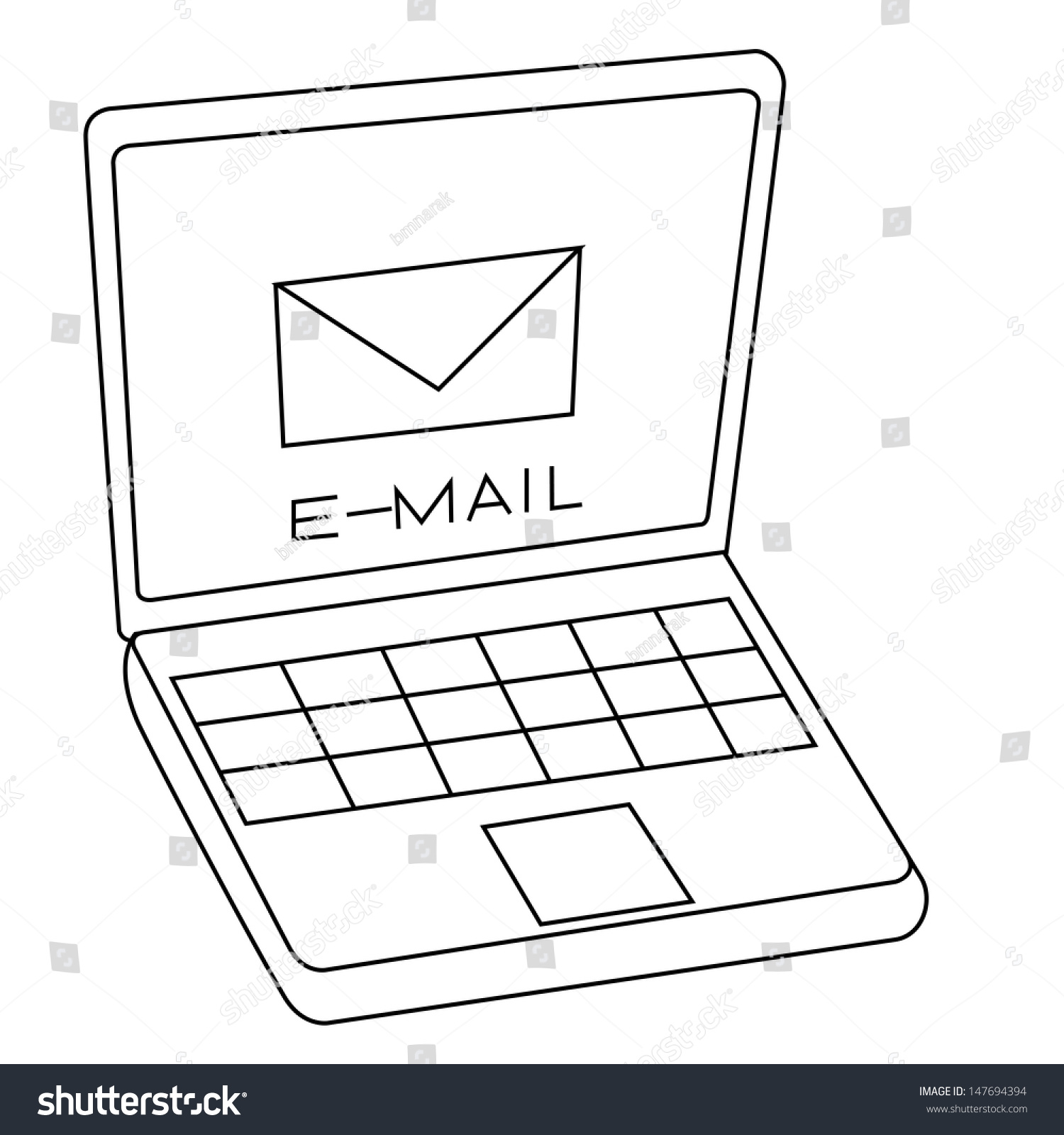 Black Outline Vector Computer On White Stock Vector (Royalty Free ...