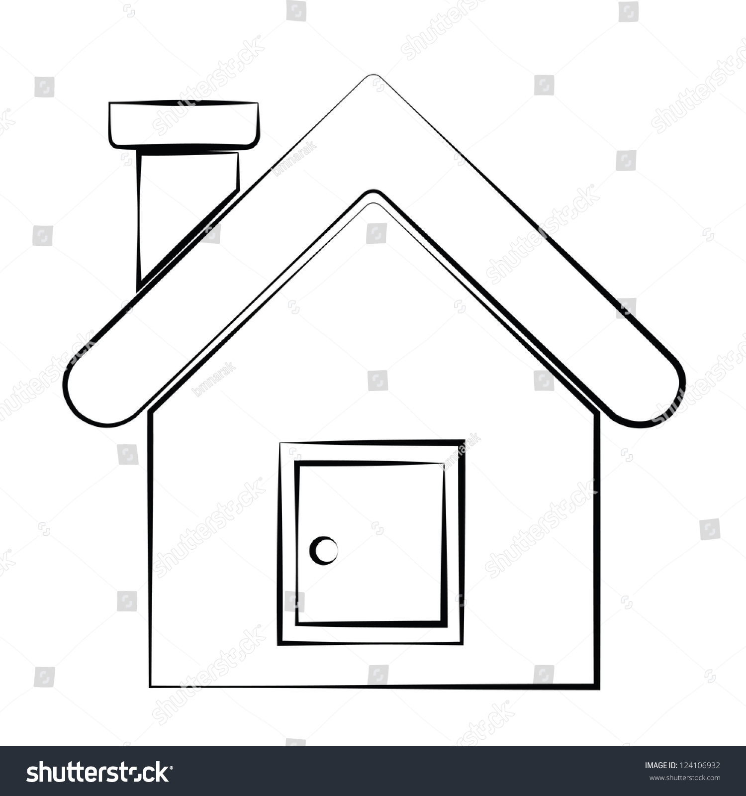 Black Outline Vector House On White Stock Vector 124106932 - Shutterstock