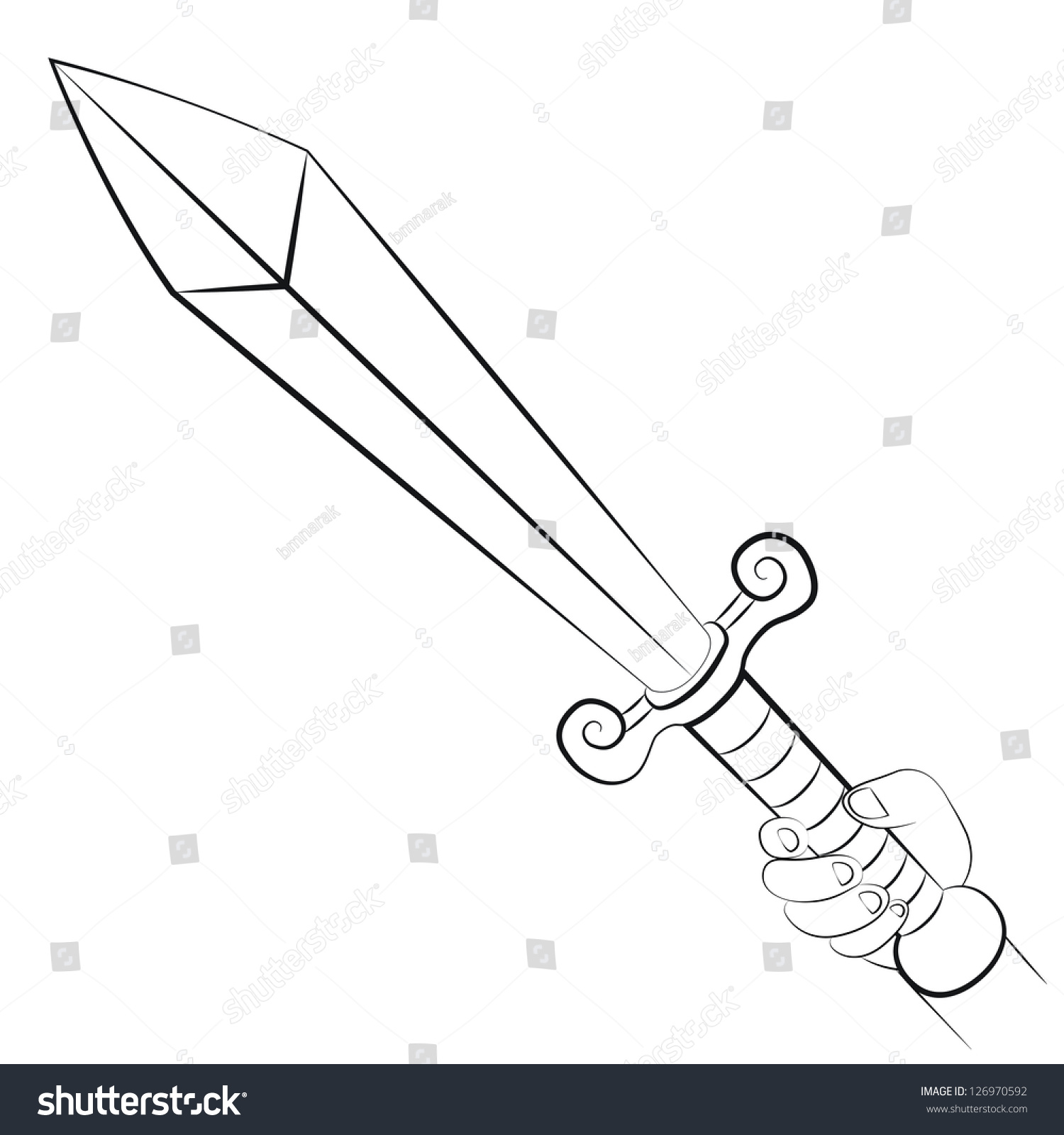 Black Outline Vector Sword On White Stock Vector (Royalty Free) 126970592