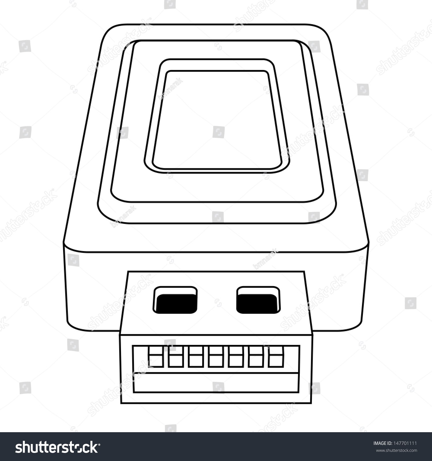 Black Outline Vector Usb On White Stock Vector (Royalty Free) 147701111