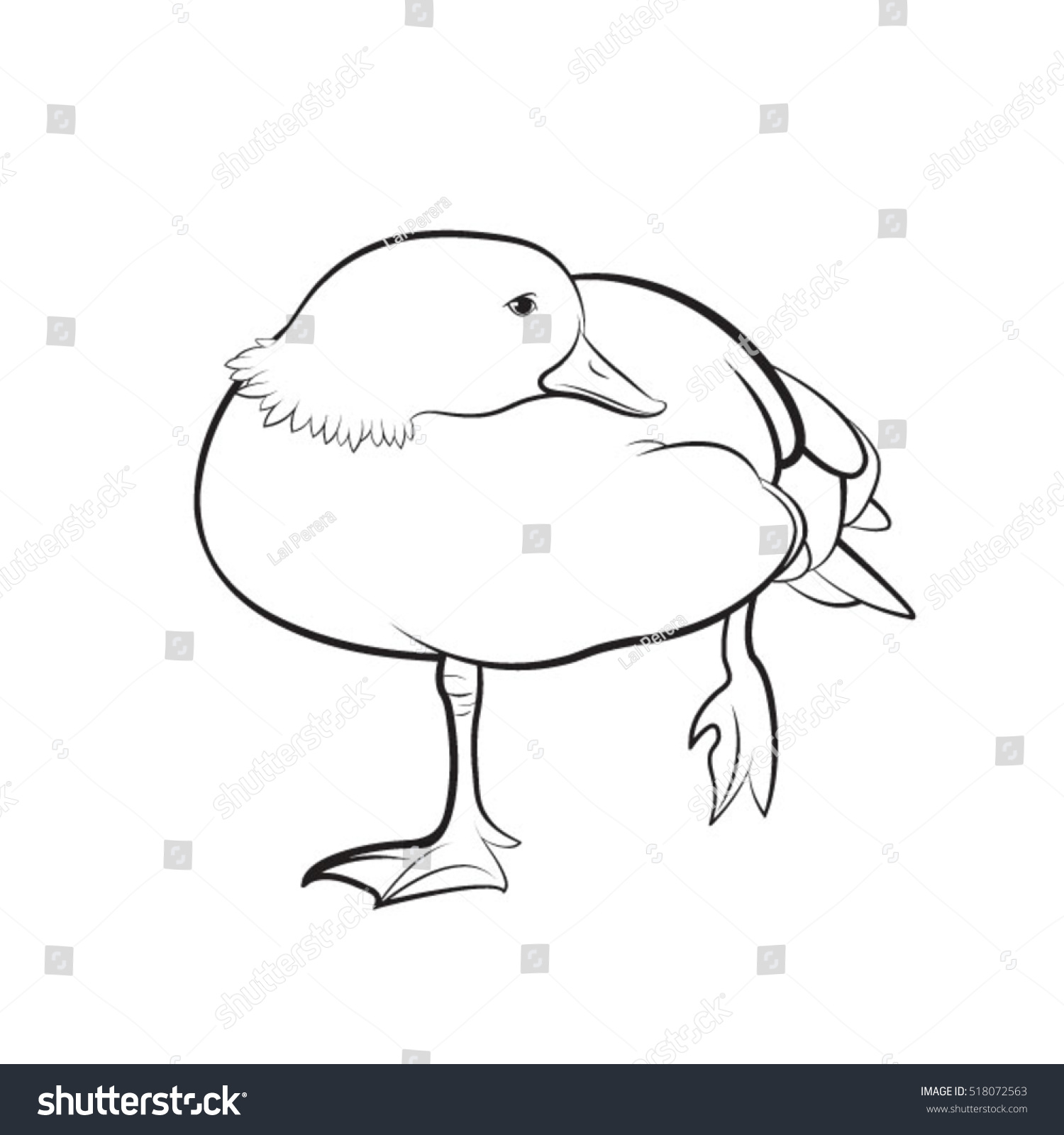 Black Outlined Duck Walkingvector Drawing Stock Vector (Royalty Free ...