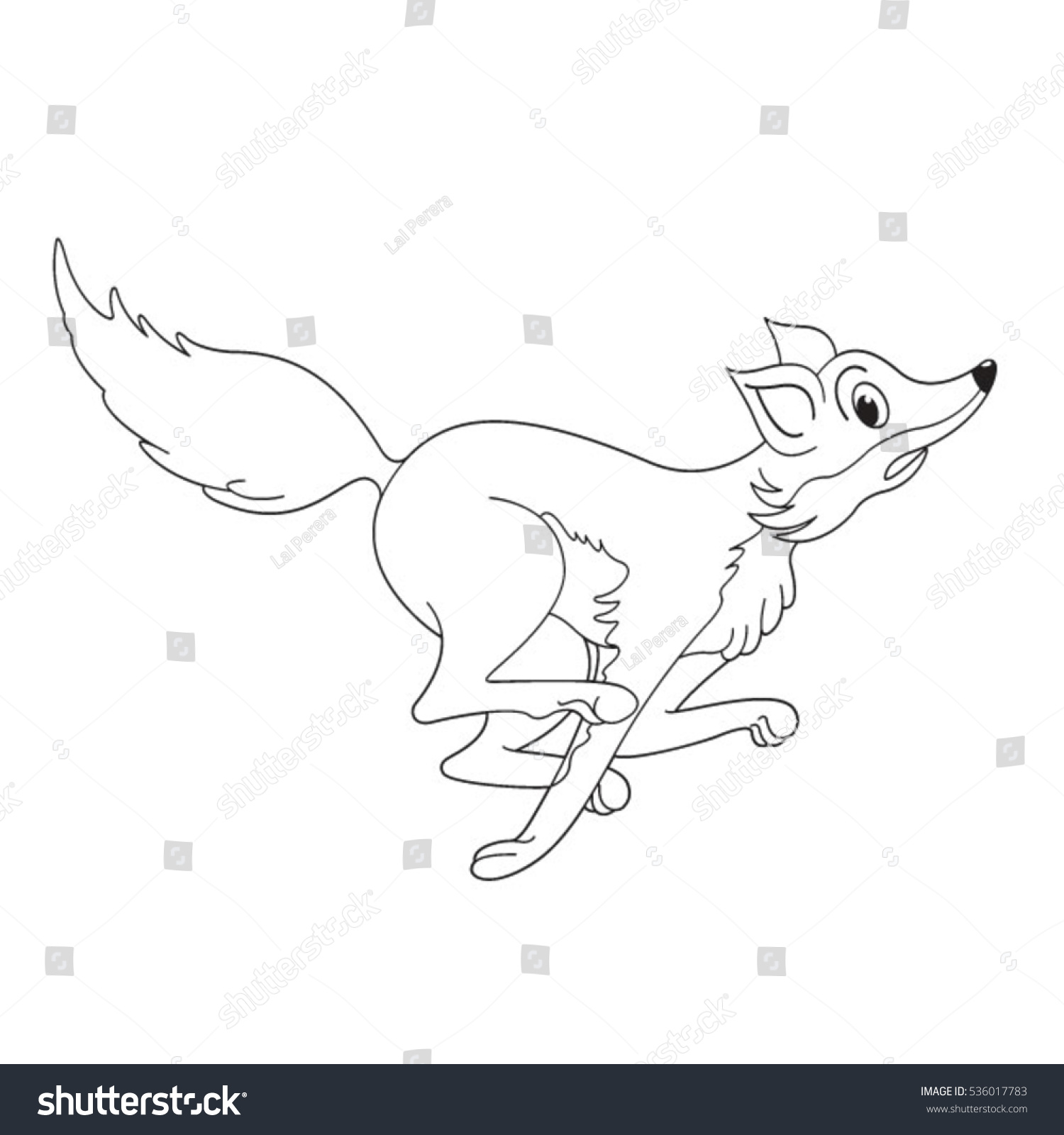 Black Outlined Fox Running Fastvector Drawing Stock Vector (Royalty ...