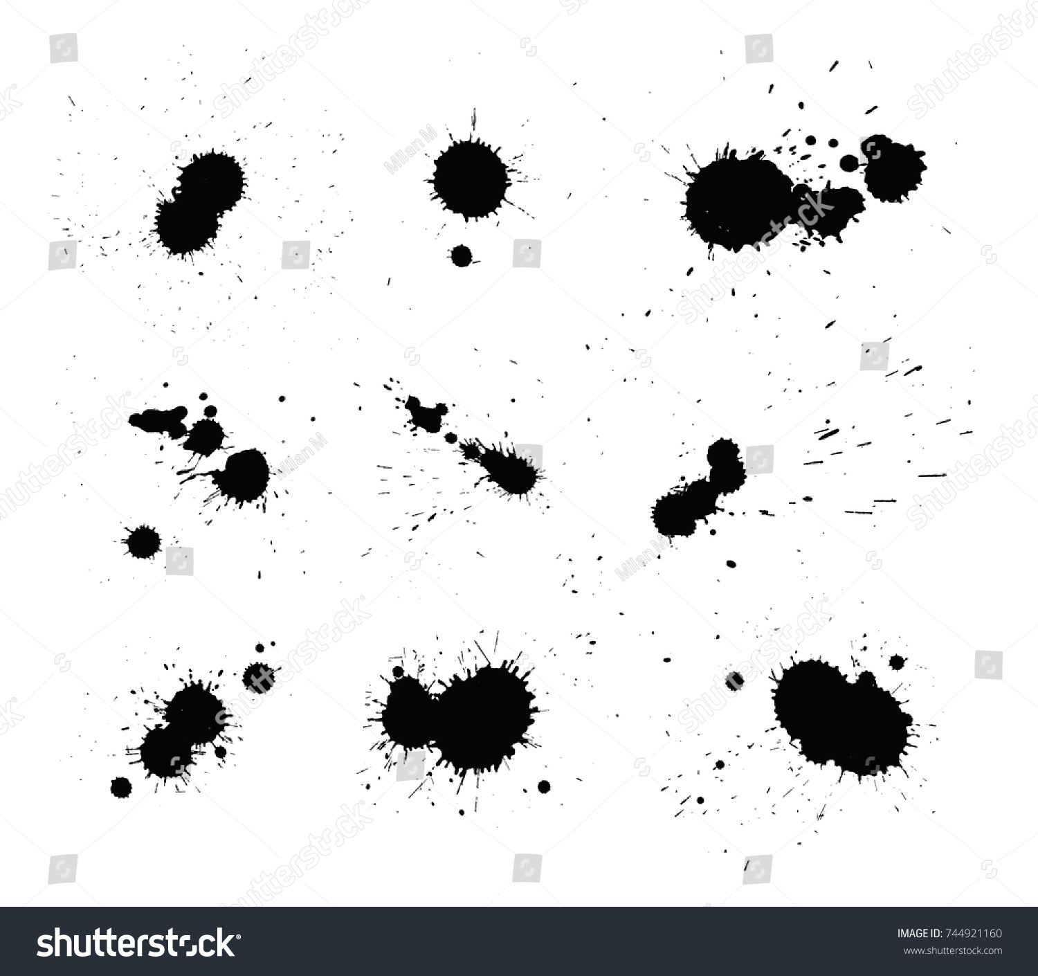 Black Paint Splatterspaint Splashes Set Stock Vector (Royalty Free ...
