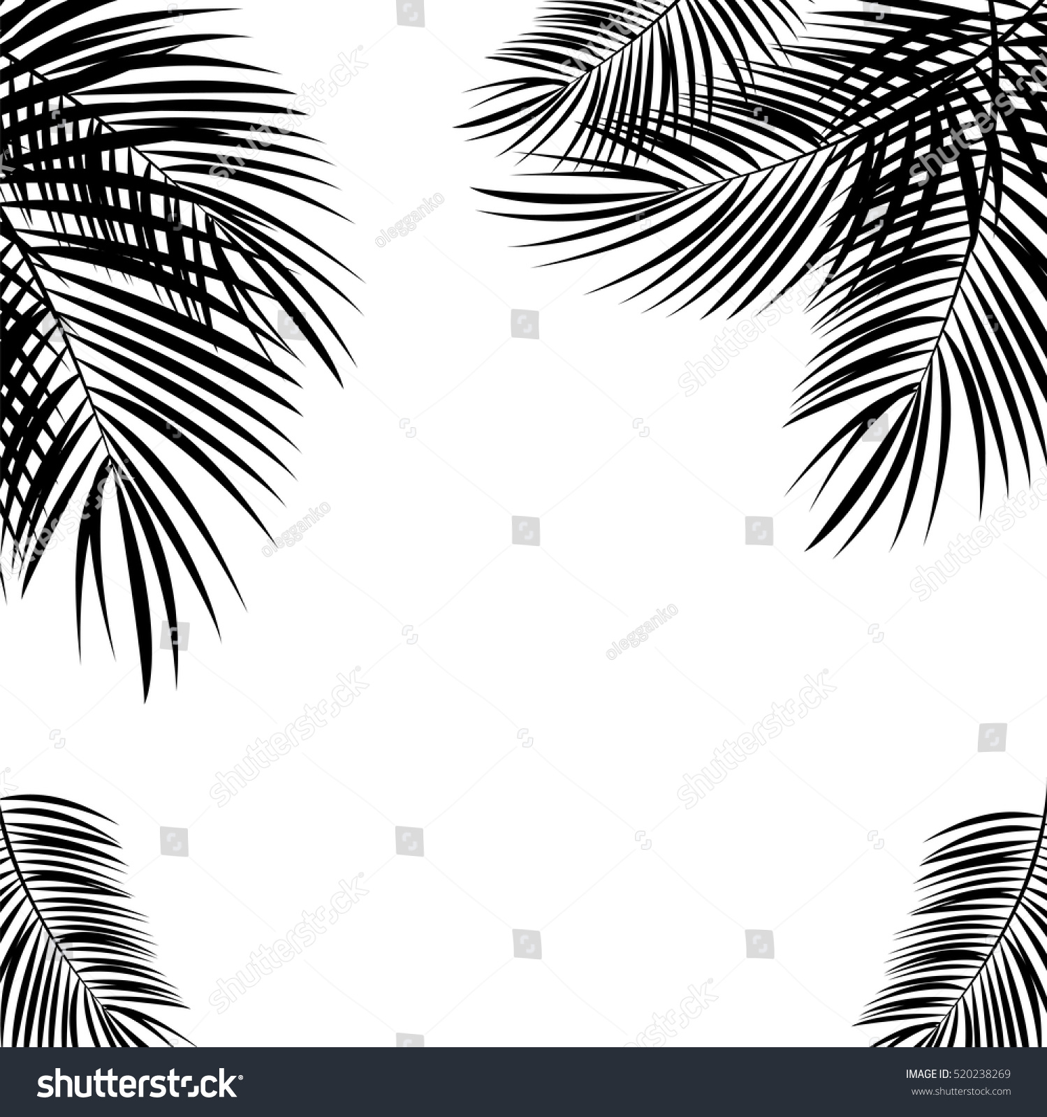 Black Palm Leaf On White Background Stock Vector (Royalty Free ...