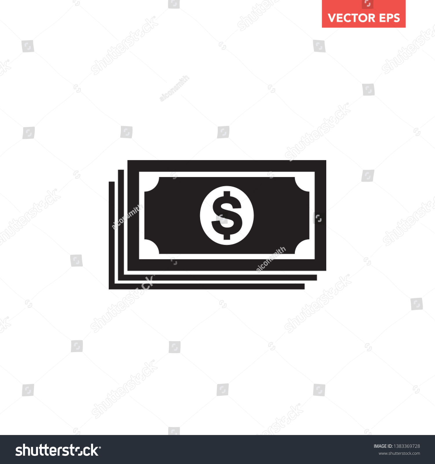 Black Paper Cash Bundle Icon Simple Stock Vector (Royalty Free ...