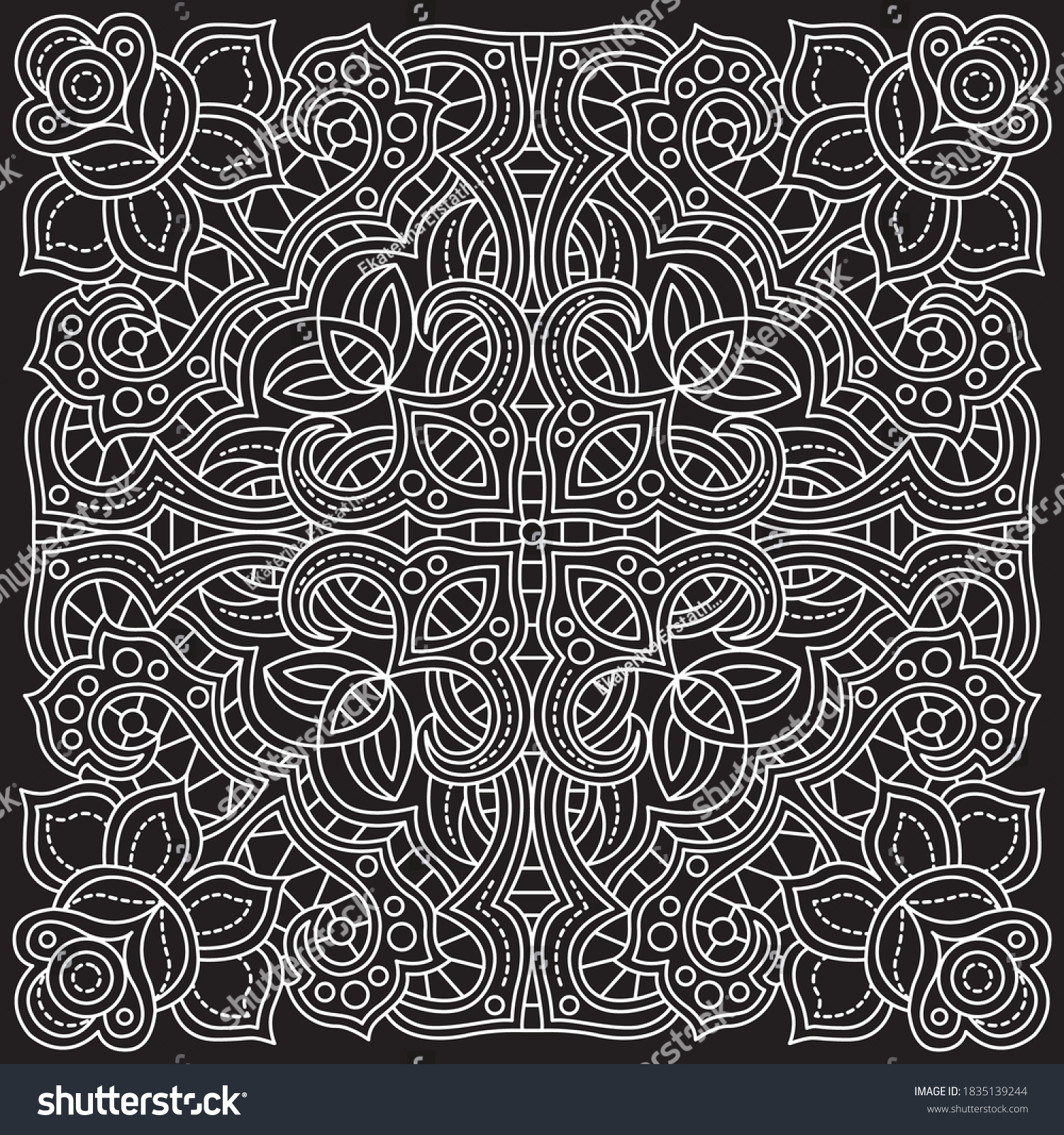 Black Pattern Line Art Vector Illustration: เวกเตอร์สต็อก (ปลอดค่า ...