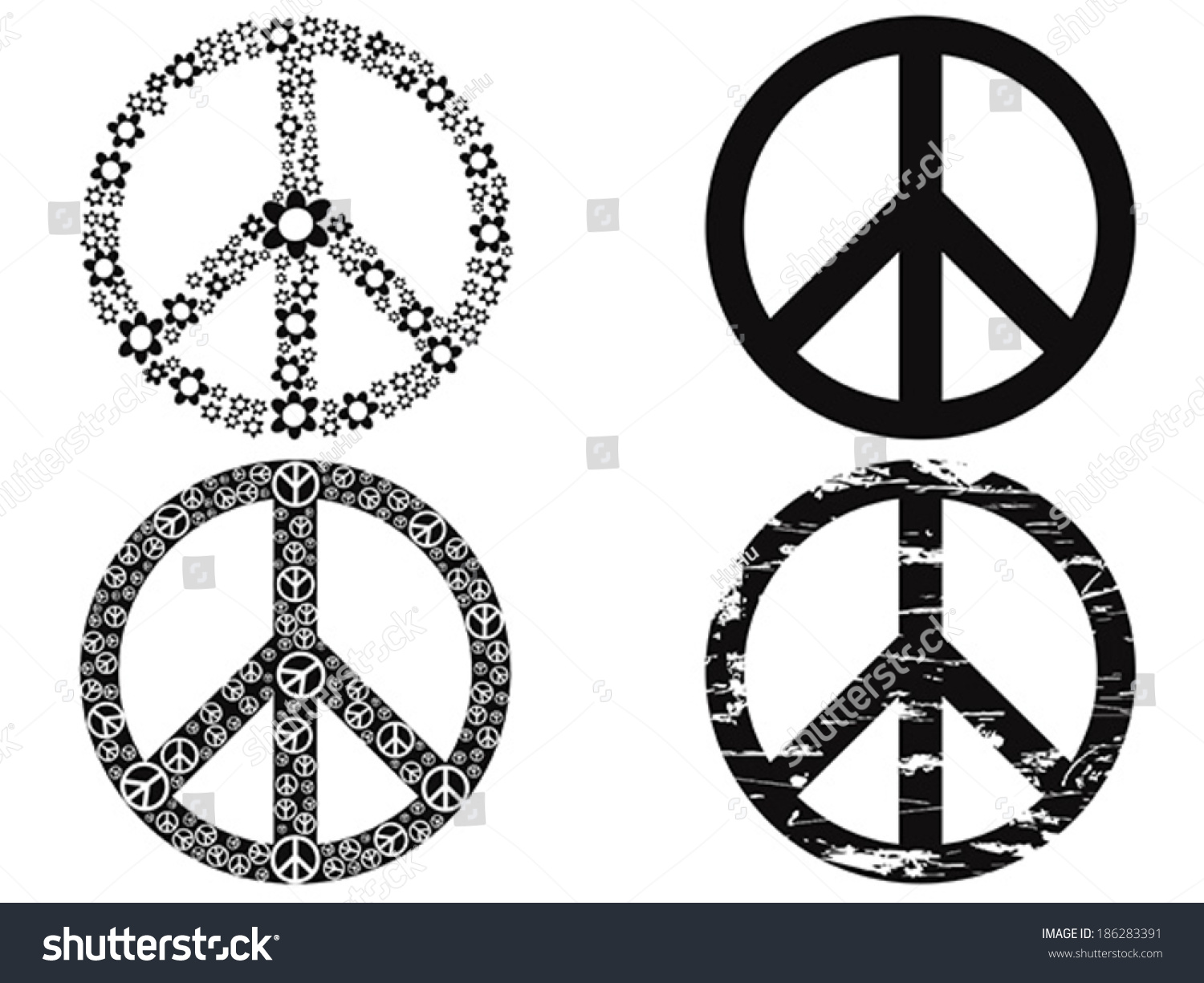 Black Peace Symbol Stock Vector (Royalty Free) 186283391 | Shutterstock
