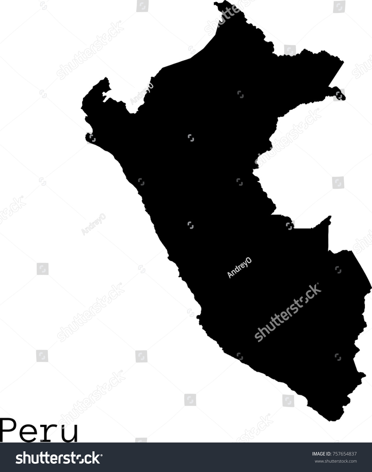 Black Peru Map Vector Silhouette: vetor stock (livre de direitos ...