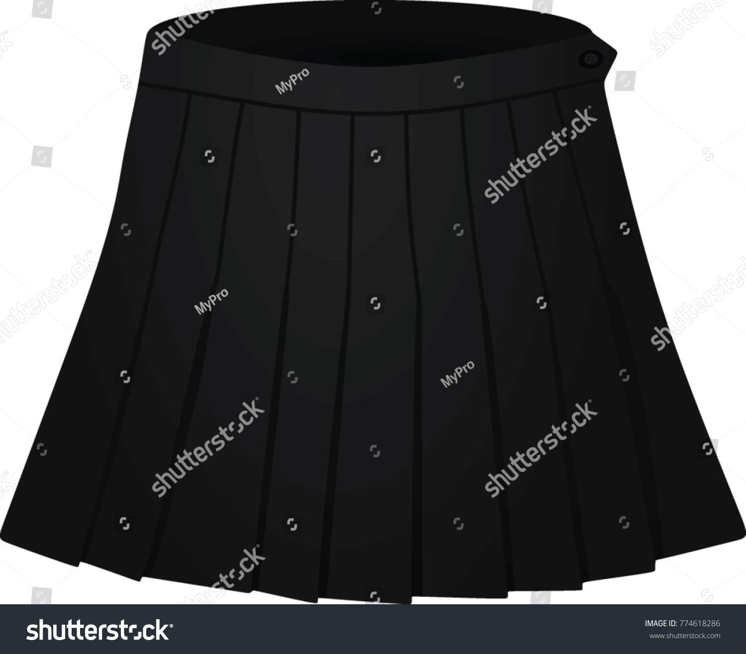 Black Pleated Skirt Vector Illustration Stock Vector (Royalty Free ...