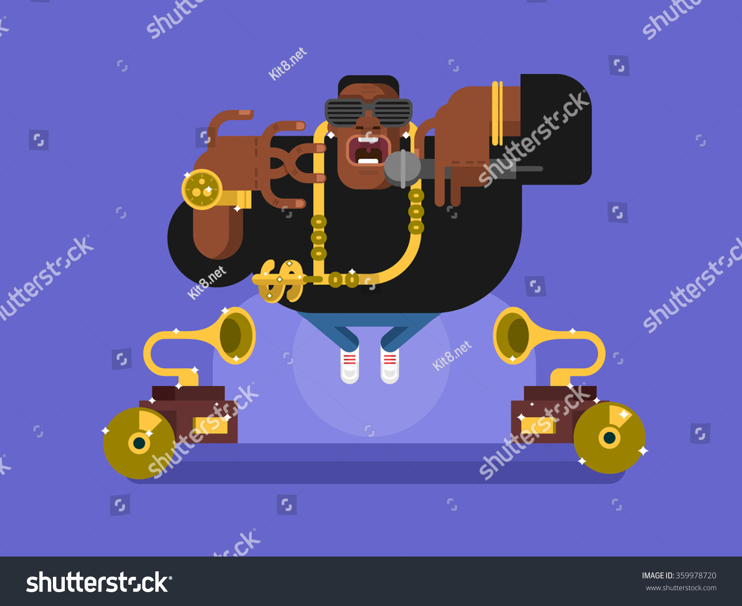 Black Rapper Character Stock Vector (Royalty Free) 359978720