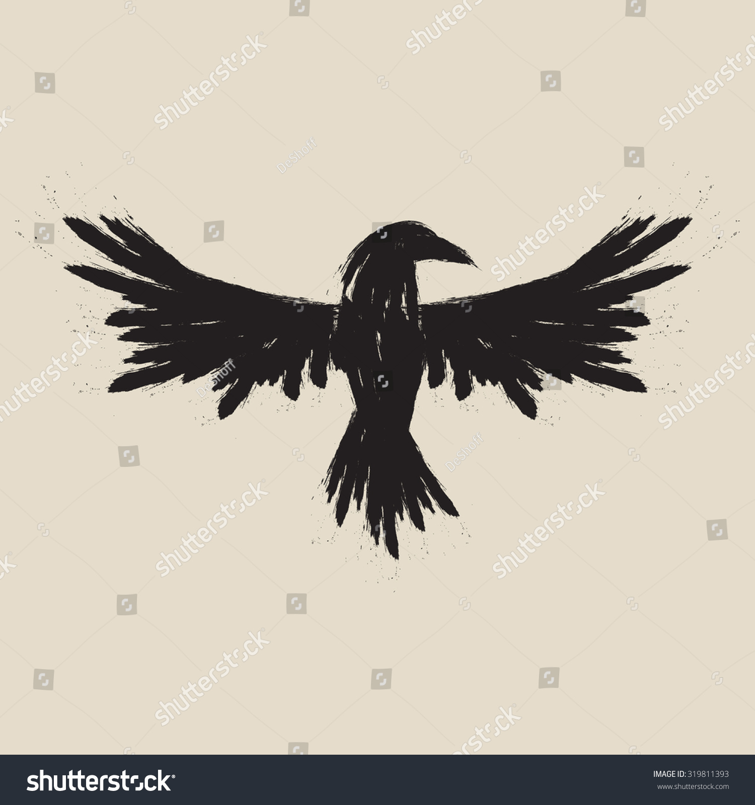 Black Raven Vector Illustration Stock Vector (Royalty Free) 319811393 ...