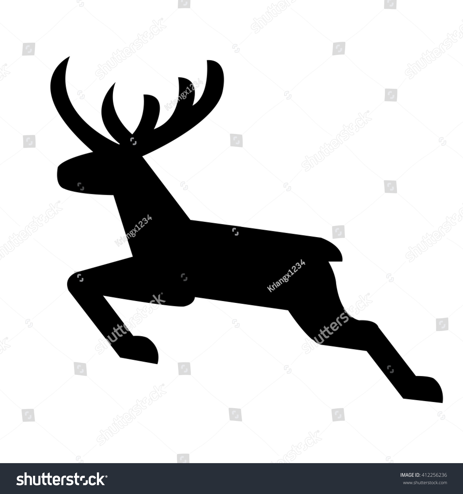 Black Reindeer Shadow Vector Stock Vector 412256236 - Shutterstock