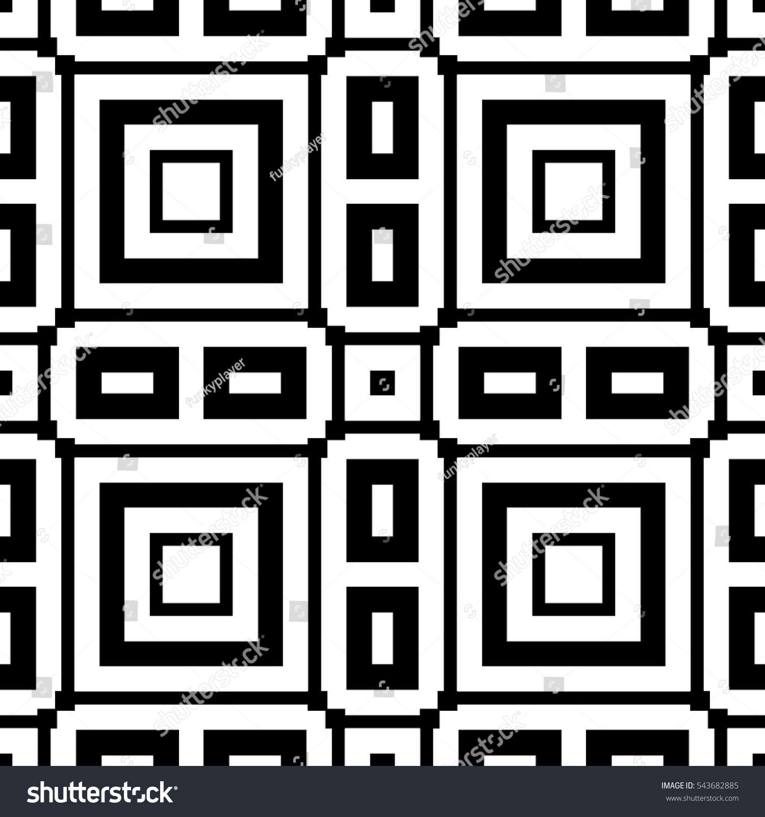 Black Repeated Stylized Quadrangles On White: vector de stock (libre de ...