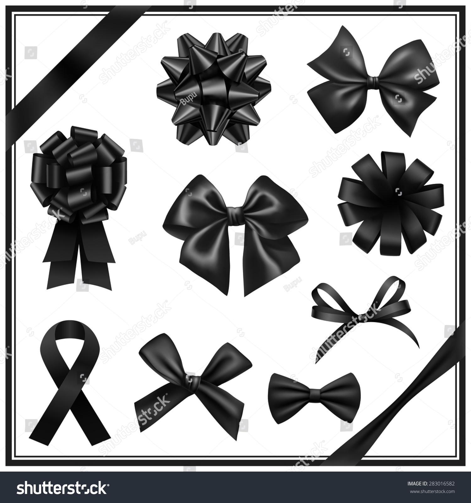 Black Ribbon Bows Stock Vector (Royalty Free) 283016582 - Shutterstock