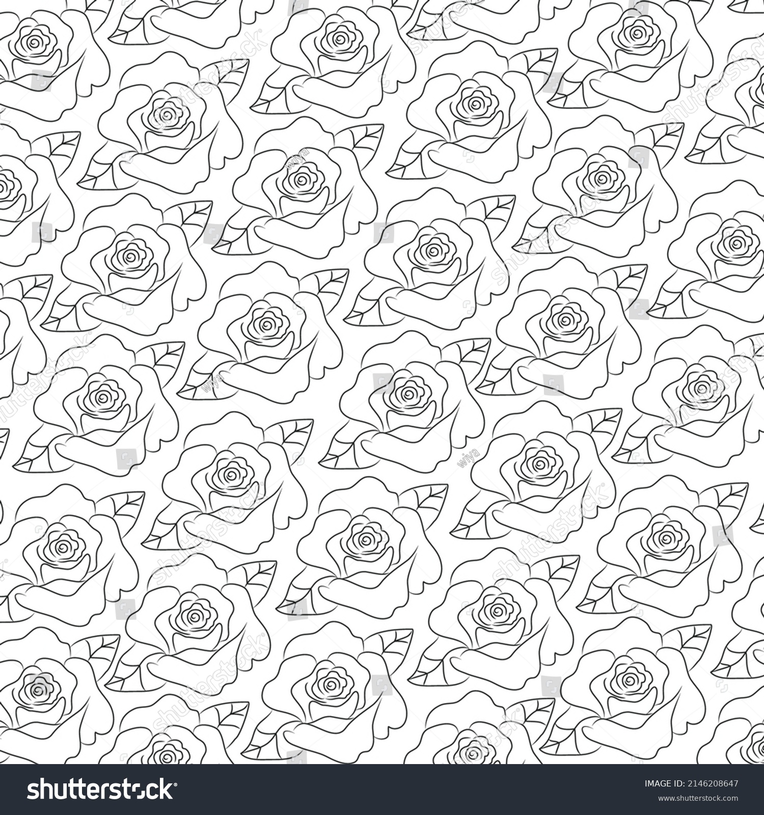 Black Rose Pattern On White Background Stock Vector (Royalty Free ...
