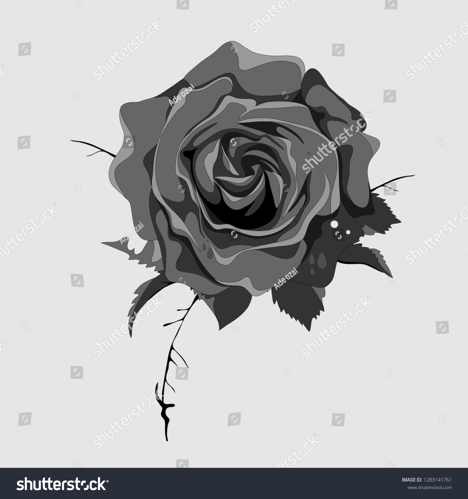 Black Rose Vector Stock Vector (Royalty Free) 1283141761