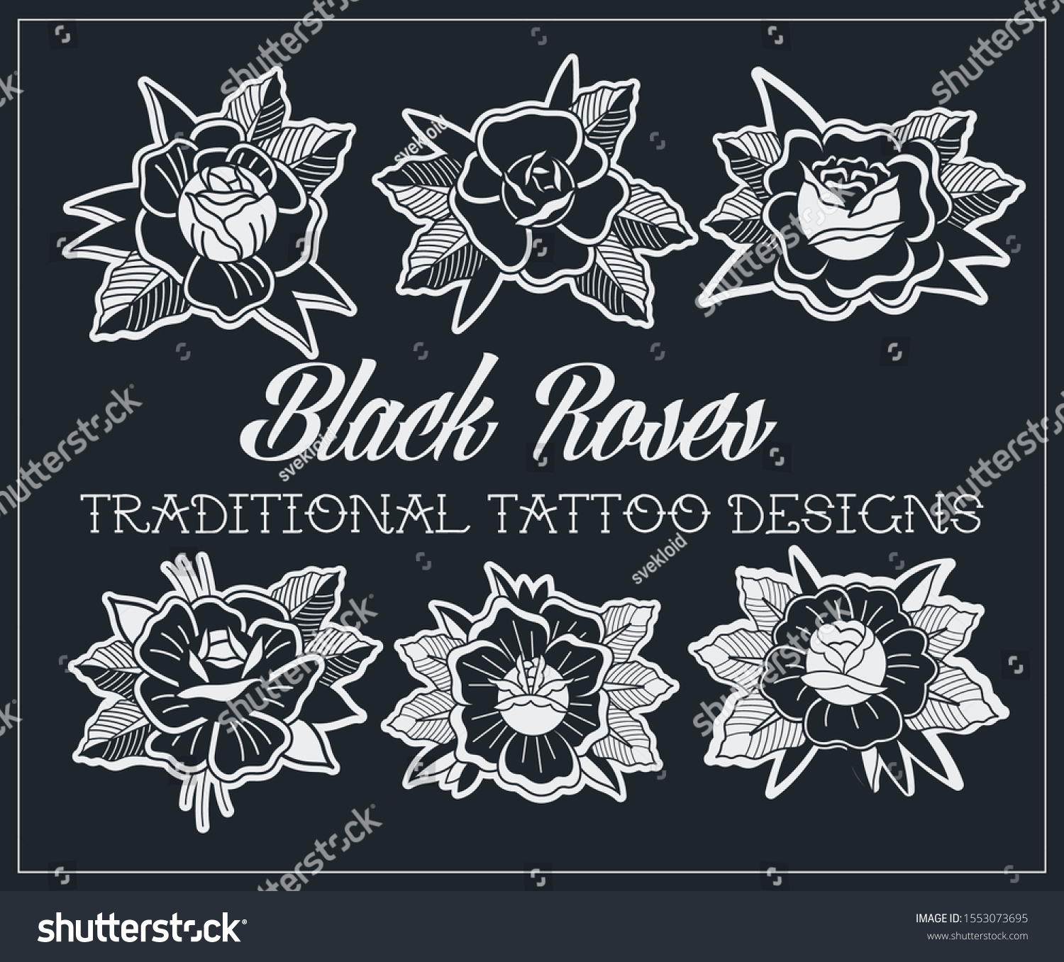 Black Roses Line Art Drawing Traditional Vetor Stock Livre De Direitos 1553073695 Shutterstock
