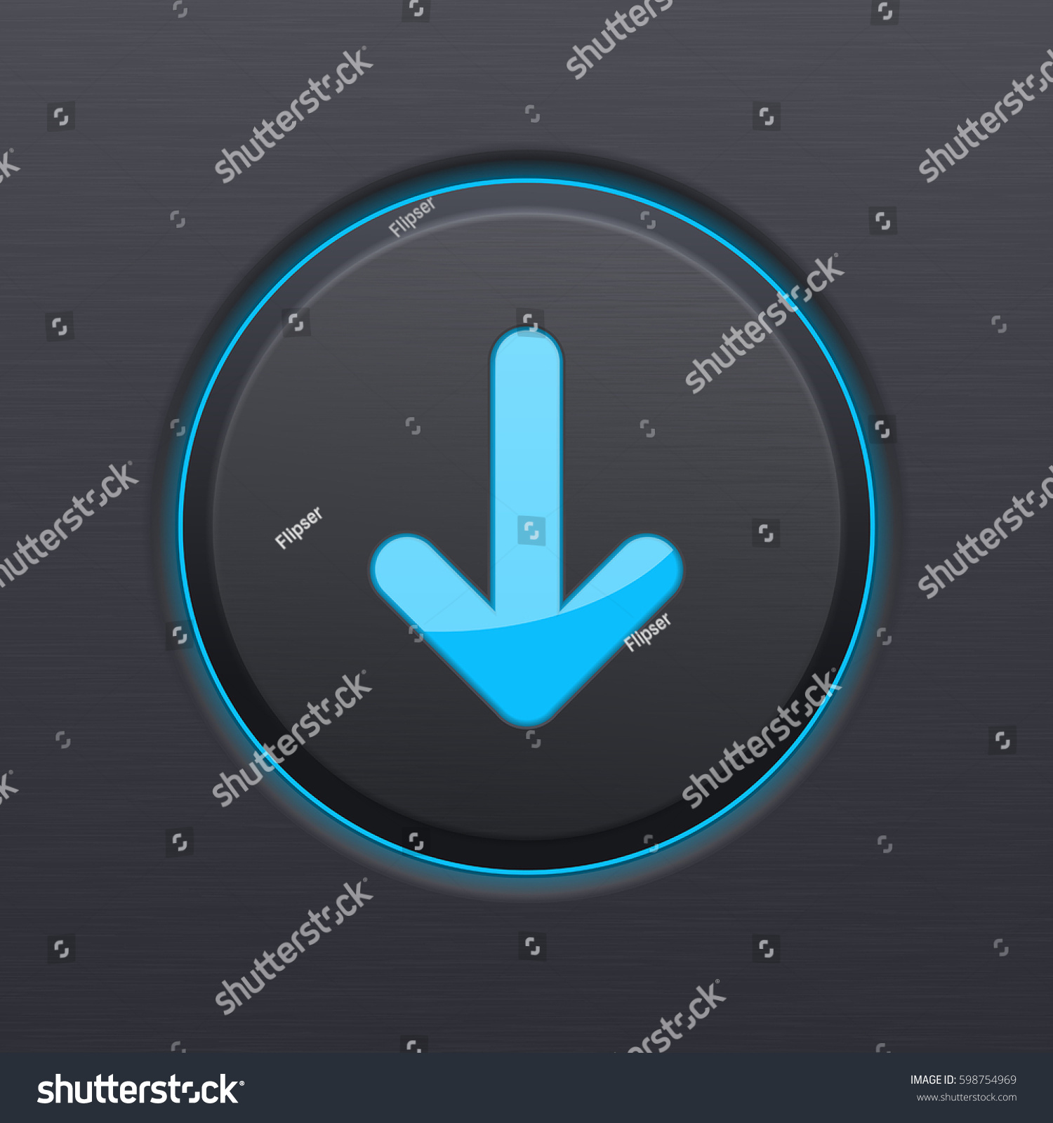 Black Round Button Blue Down Arrow Stock Vector (Royalty Free ...
