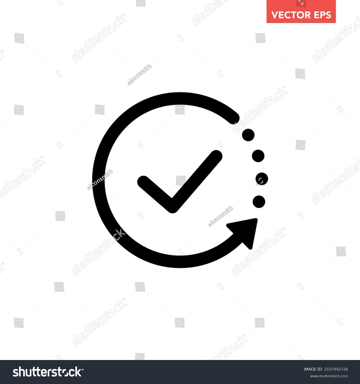 Black Round Checking Process Sync Approved Stock Vector (Royalty Free ...