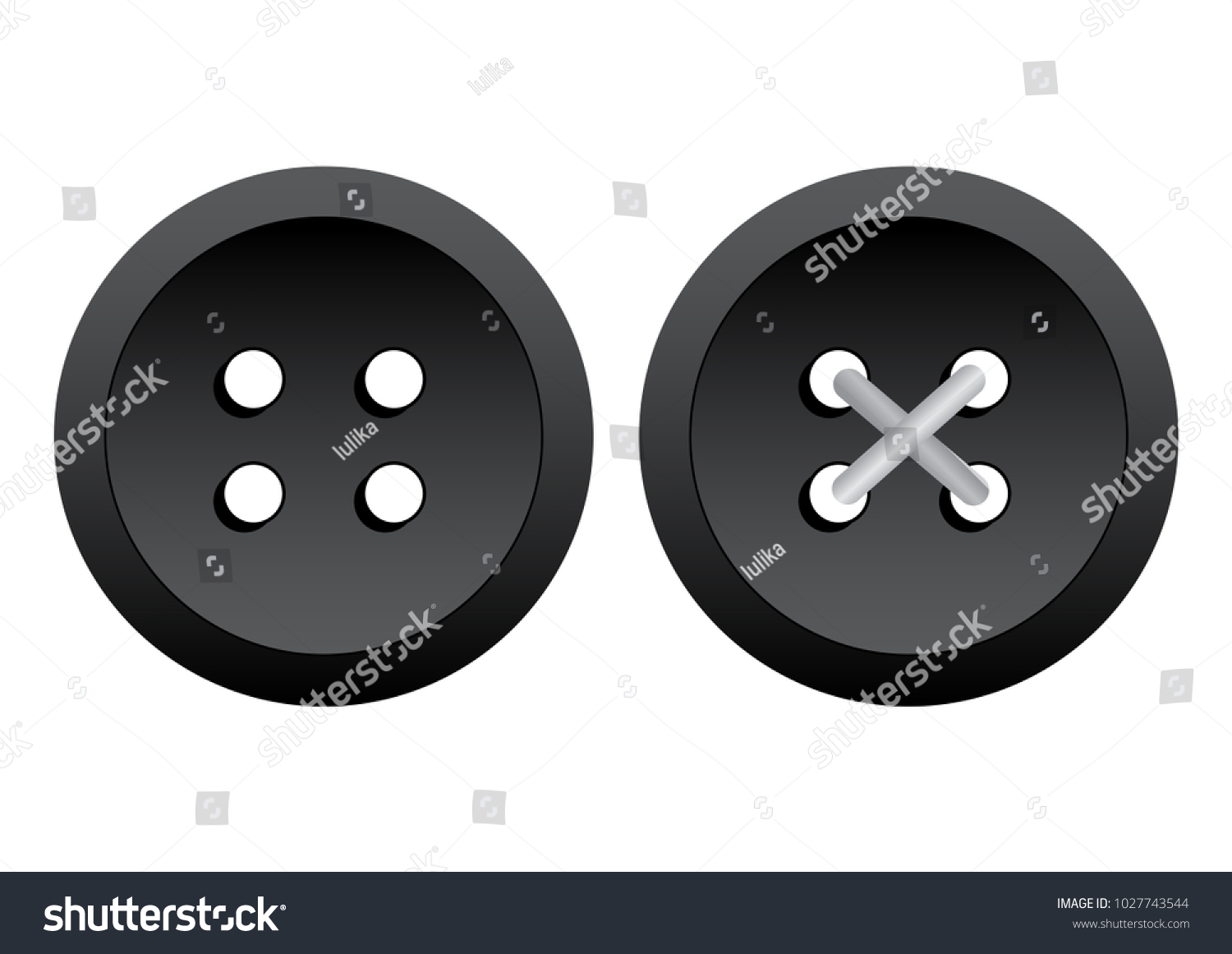 Black Round Clothing Buttons Thread Vector Stock Vector (Royalty Free ...