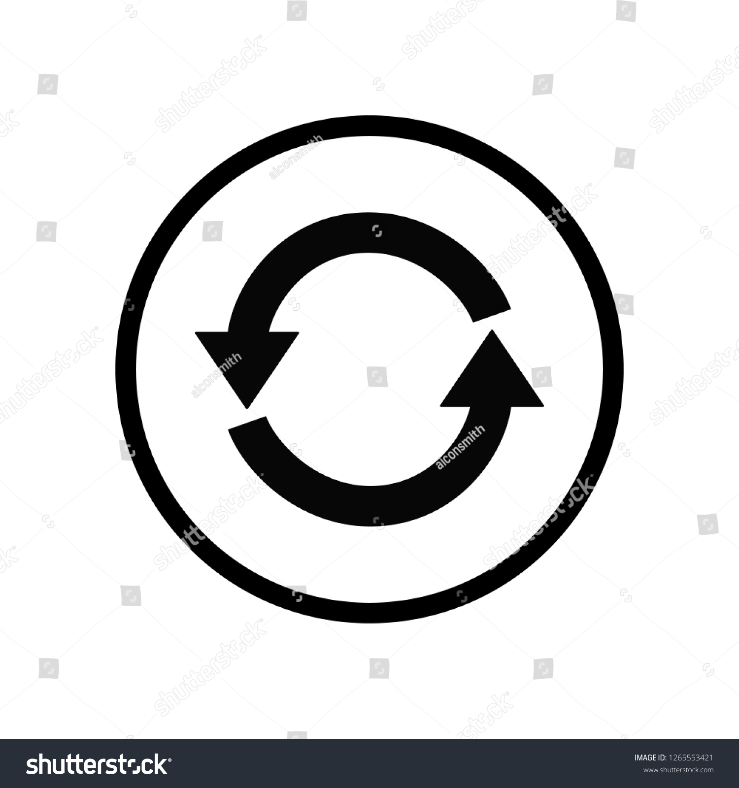 Black Round Refresh 2 Arrows Icon Stock Vector (Royalty Free ...