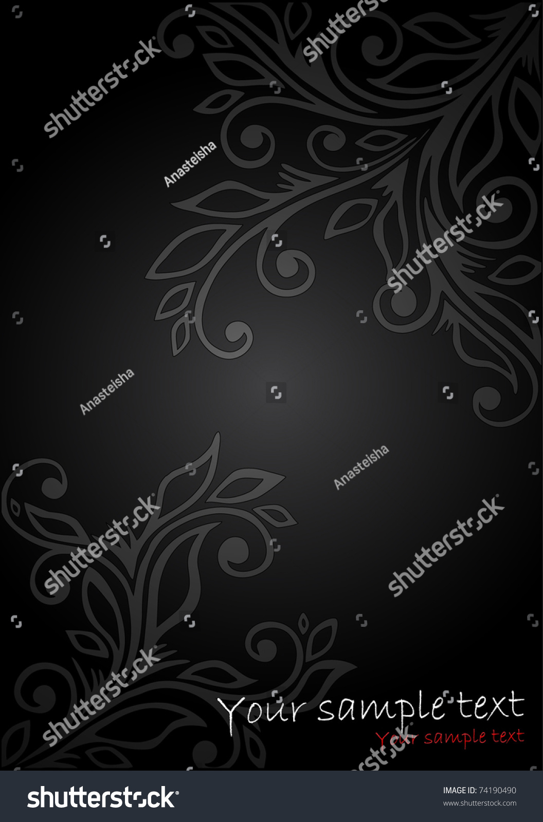 Black Seamless Floral Pattern Stock Vector (Royalty Free) 74190490
