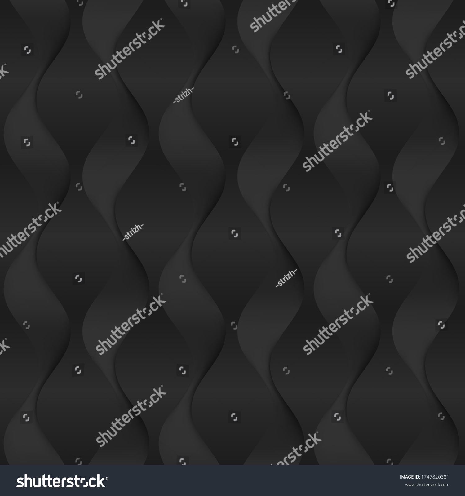 Black Seamless Texture Wavy Background Interior Stock Vector (Royalty ...