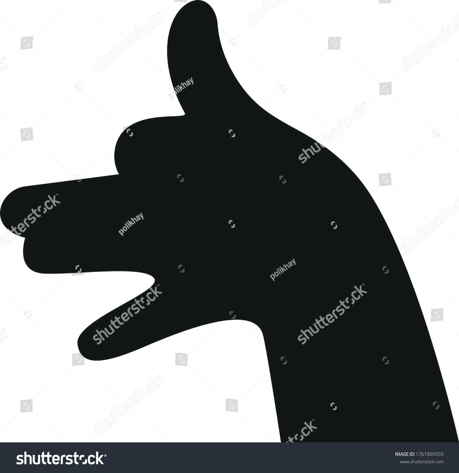 Black Shadow Puppet Dog On White Stock Vector (Royalty Free) 1761909359