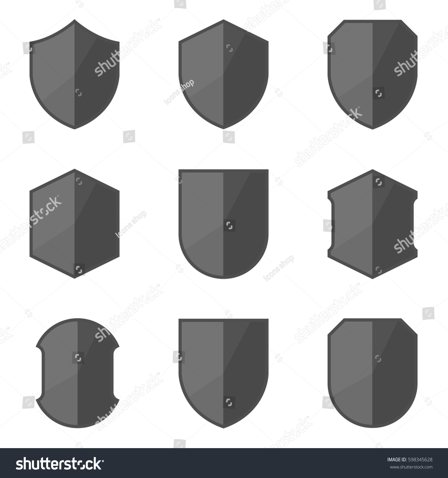Black Shield Vector Stock Vector (Royalty Free) 598345628
