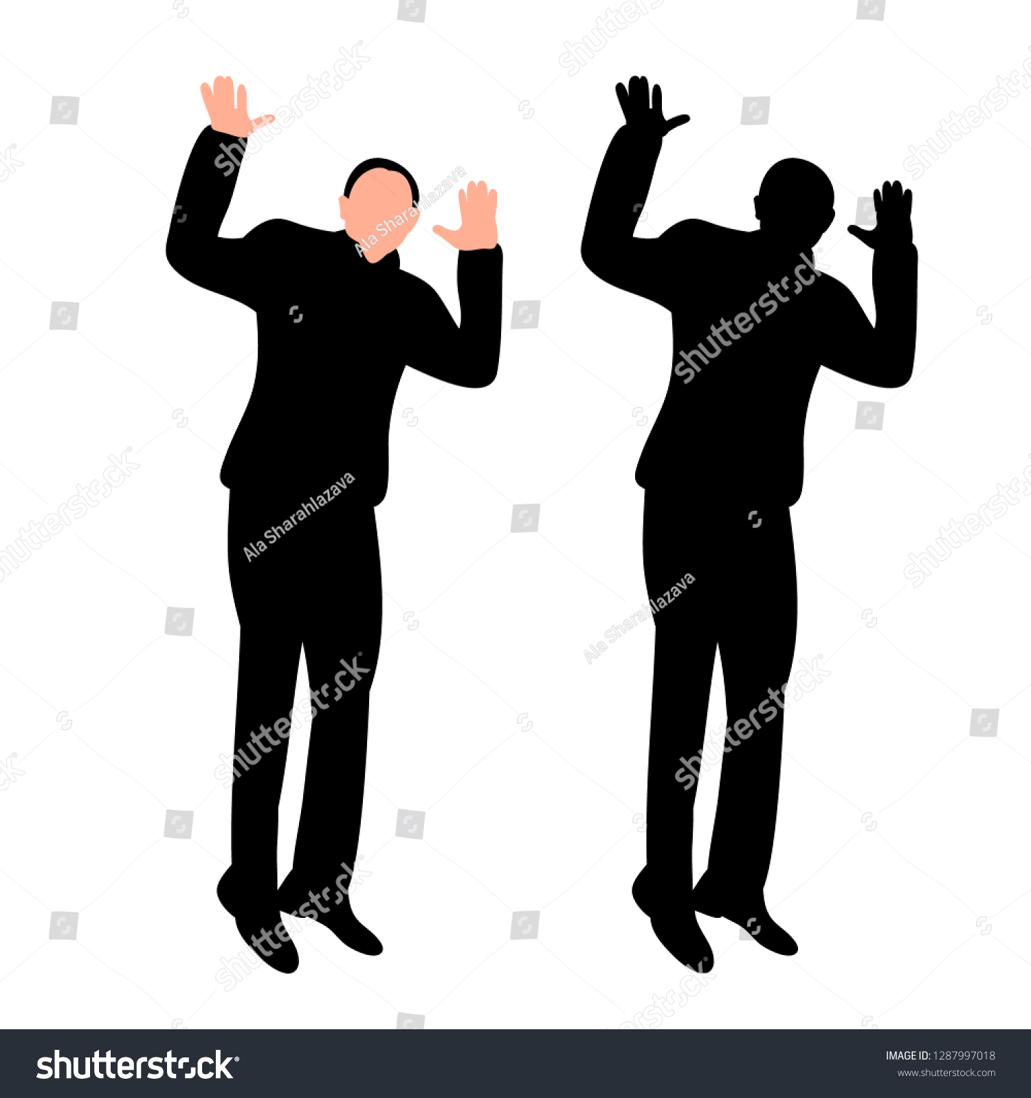Black Silhouette Man Scared Stock Vector (Royalty Free) 1287997018