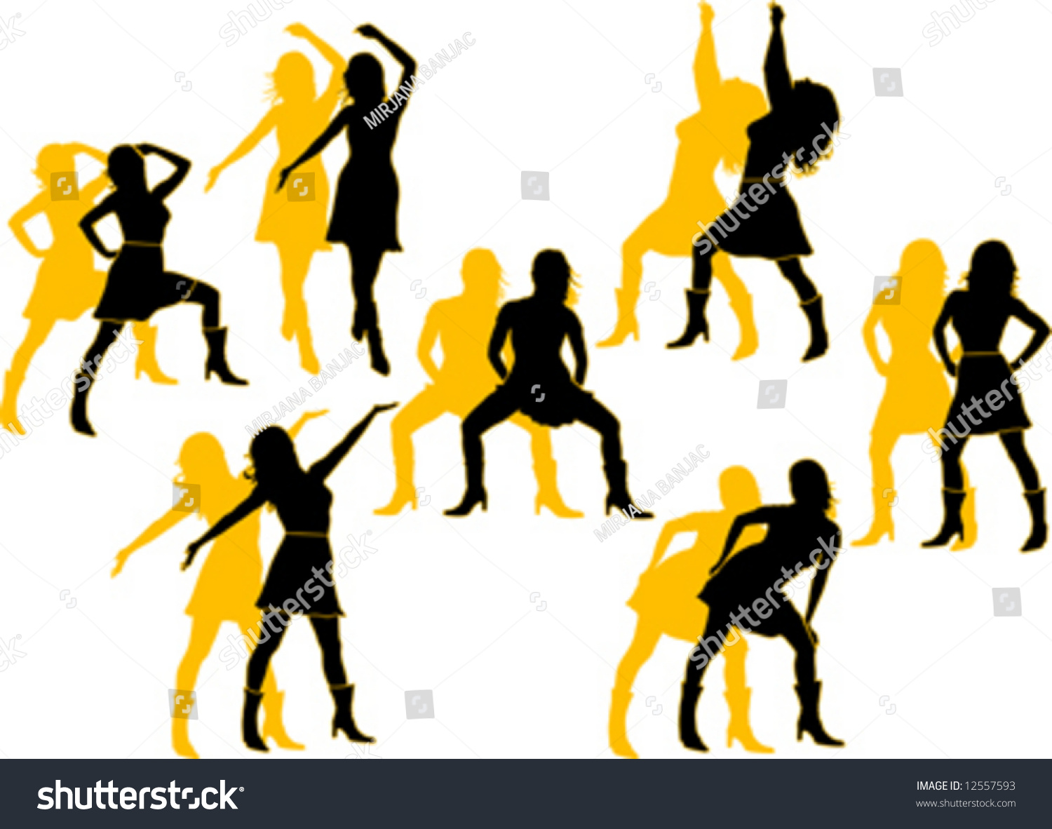 Black Silhouette Sexy Girl On White Stock Vector Royalty Free