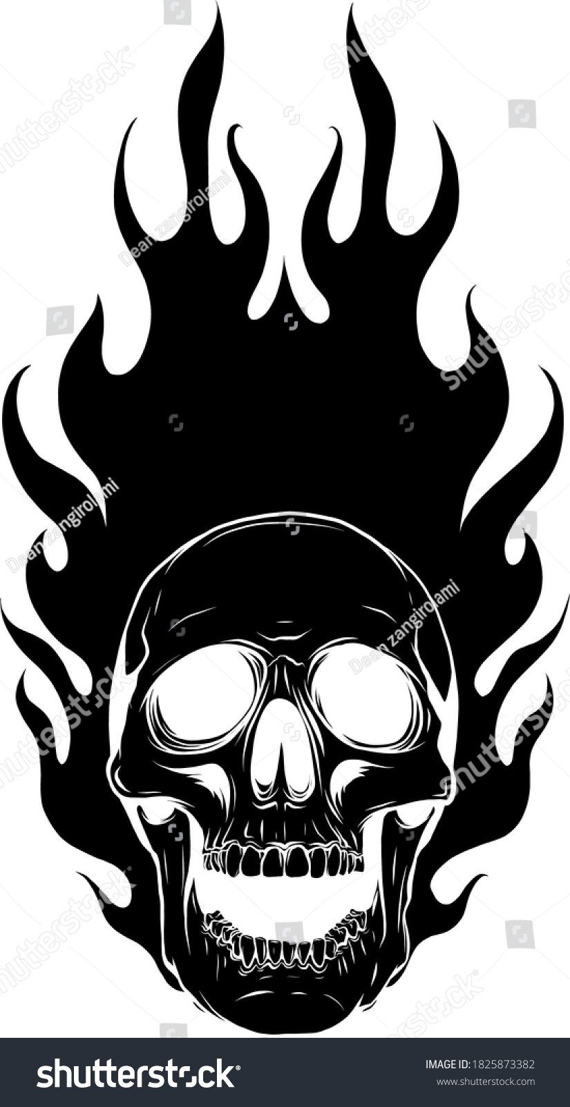Black Silhouette Skull Vector Image Template 库存矢量图（免版税）1825873382 ...