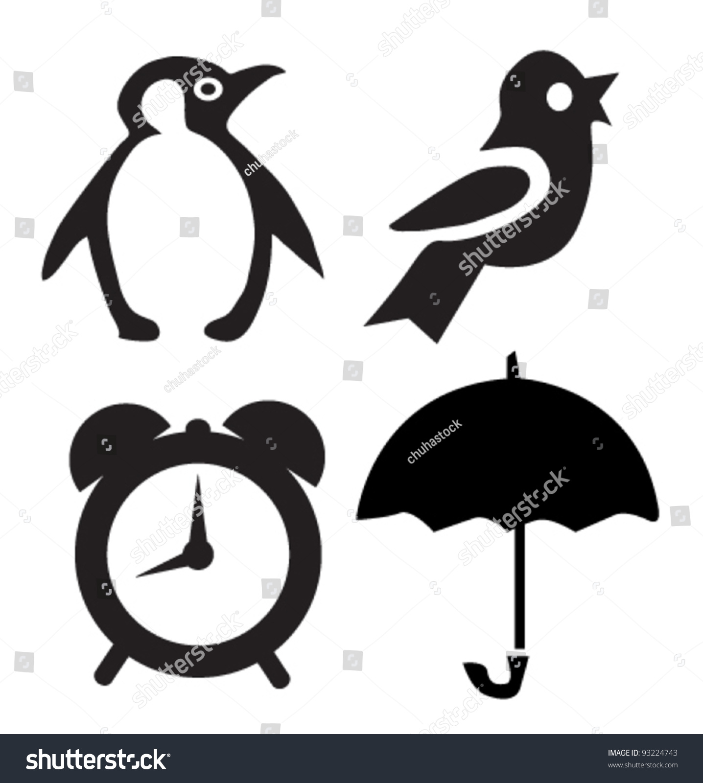Black Silhouettes Icon Set Stock Vector (Royalty Free) 93224743 ...