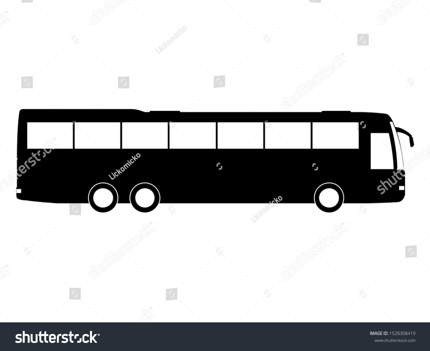 Black Six Wheeler Interstate Bus Drawing Stock Vector (Royalty Free ...