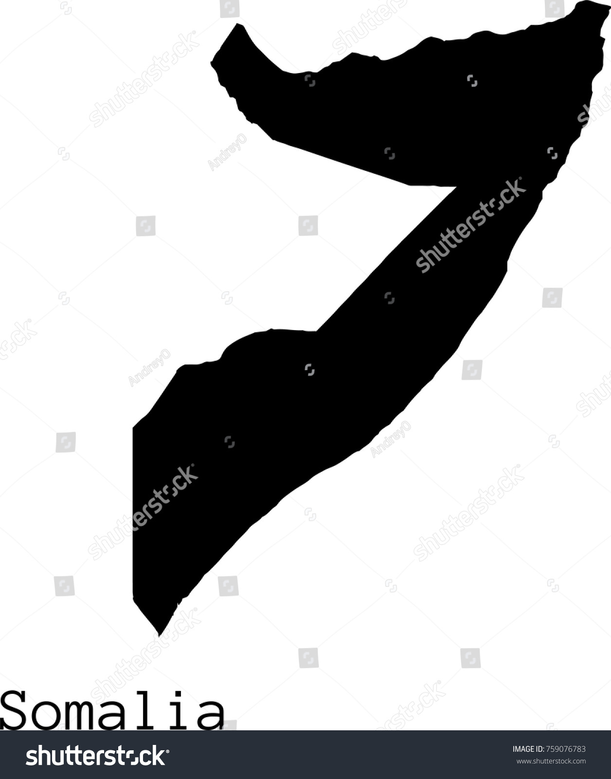 Black Somalia Map Vector Silhouette: vector de stock (libre de regalías ...